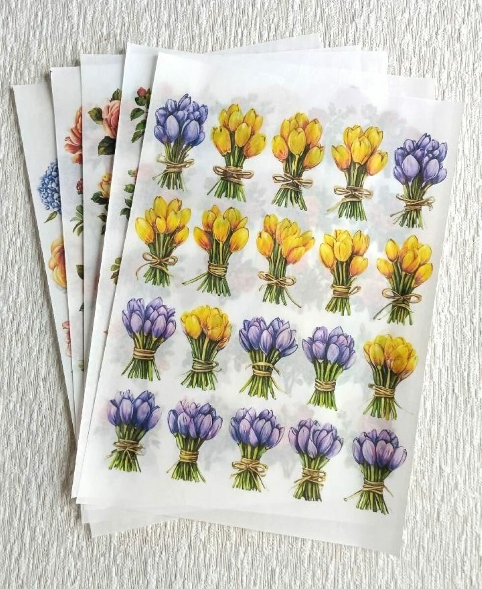 Набор бумаги для декупажа 5 листов А4, 40 гр/2м.