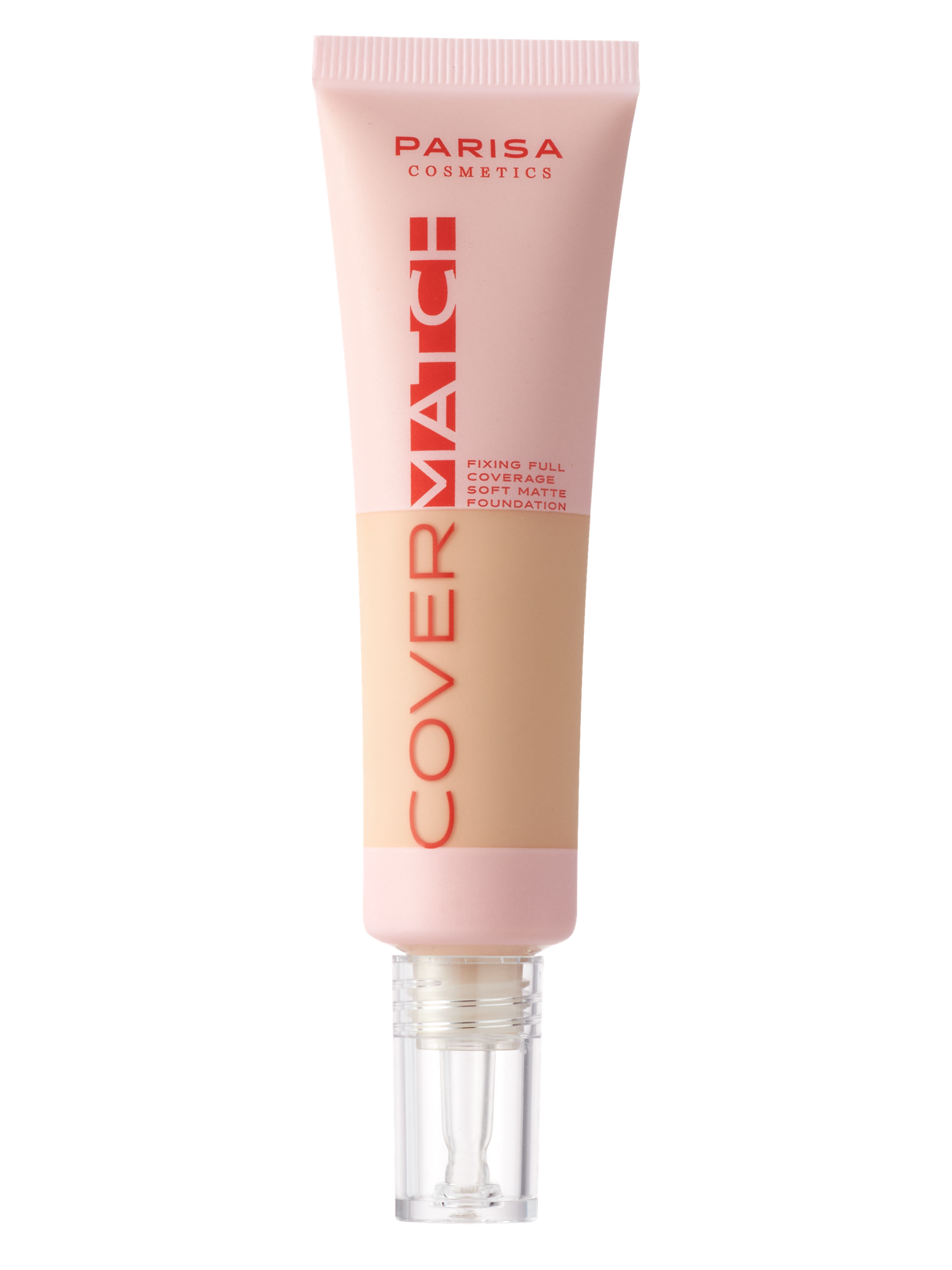 Тональная основа Parisa Cover Match, с полным покрытием и мягким матовым финишем, тон: 202, 25мл