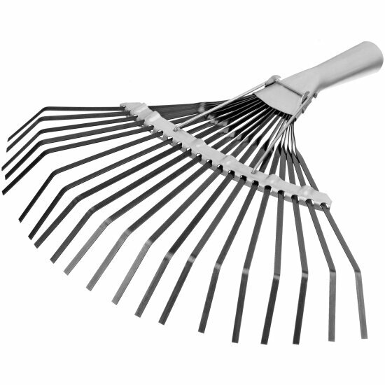 Грабли веерные Сибртех стальные, 360 мм, 18 круглых зубьев, без черенка 61780