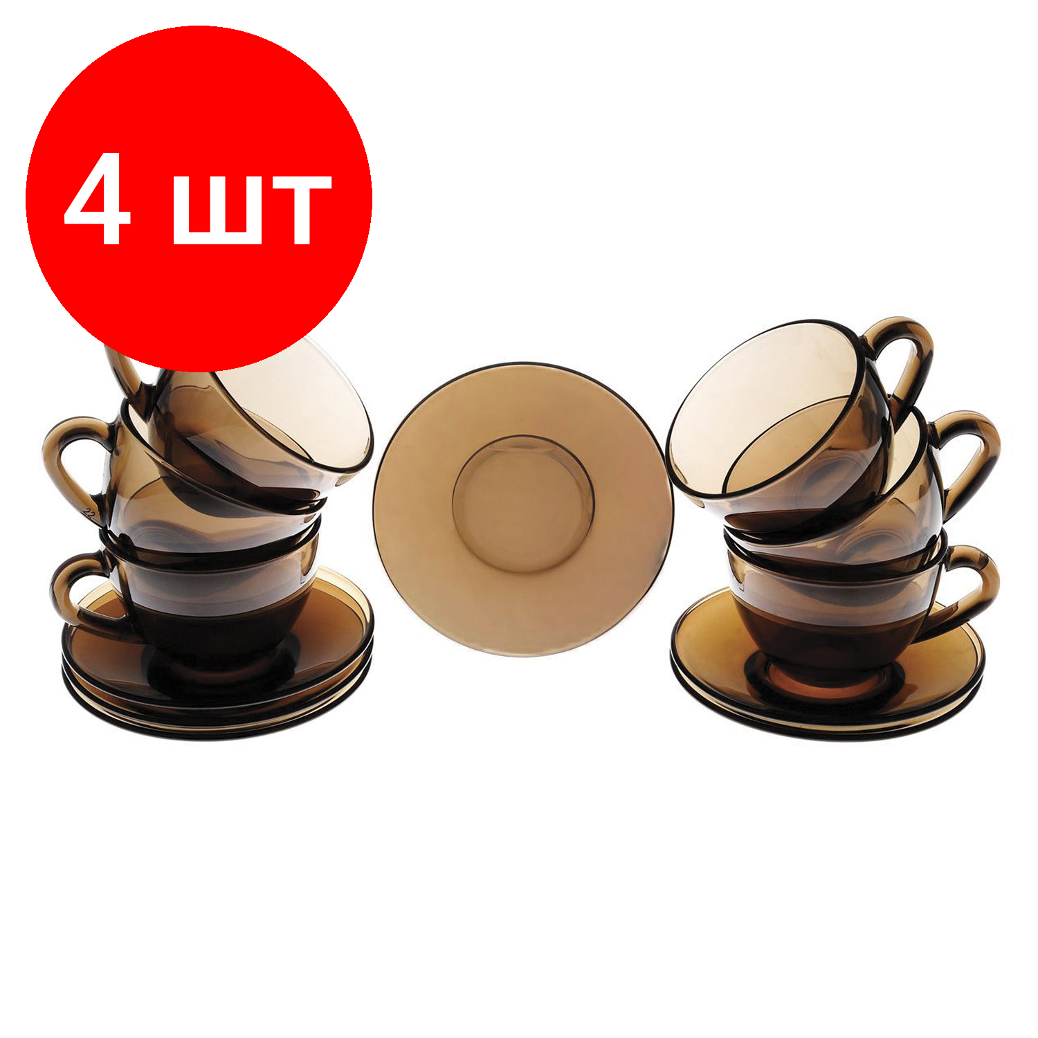 Комплект 4 шт, Набор чайный на 6 персон, 6 чашек объемом 220 мл и 6 блюдец, "Simply Eclipse", LUMINARC, J1261