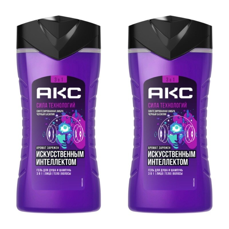 Гель для душа Акс Сила Технологий, 3 в 1, 250 мл, 2 шт