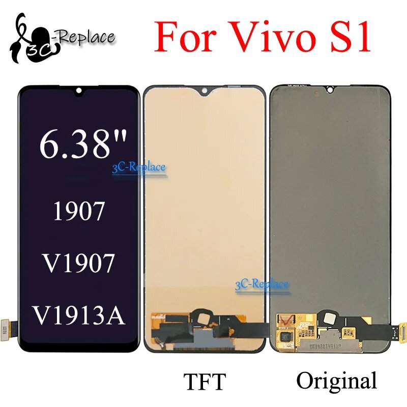 Дисплей Vivo S1, TFT, черный, без рамки, 6.38"