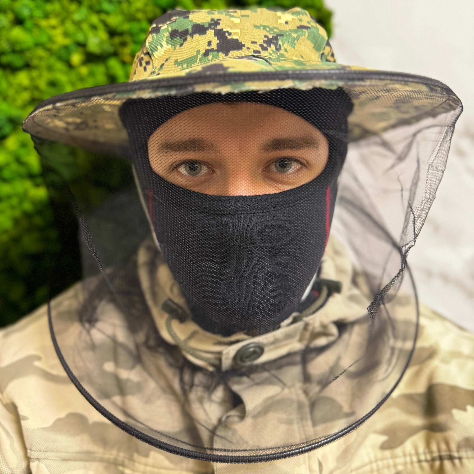 Москитная сетка на голову; Накомарник на голову камуфляжный от мошек и комаров