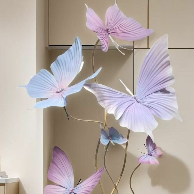 Художественная бабочка из бумаги, реалистичные 3D цветы, декорации для сцены, романтическая свадебная церемония, искусственные цветы для оформления сцены