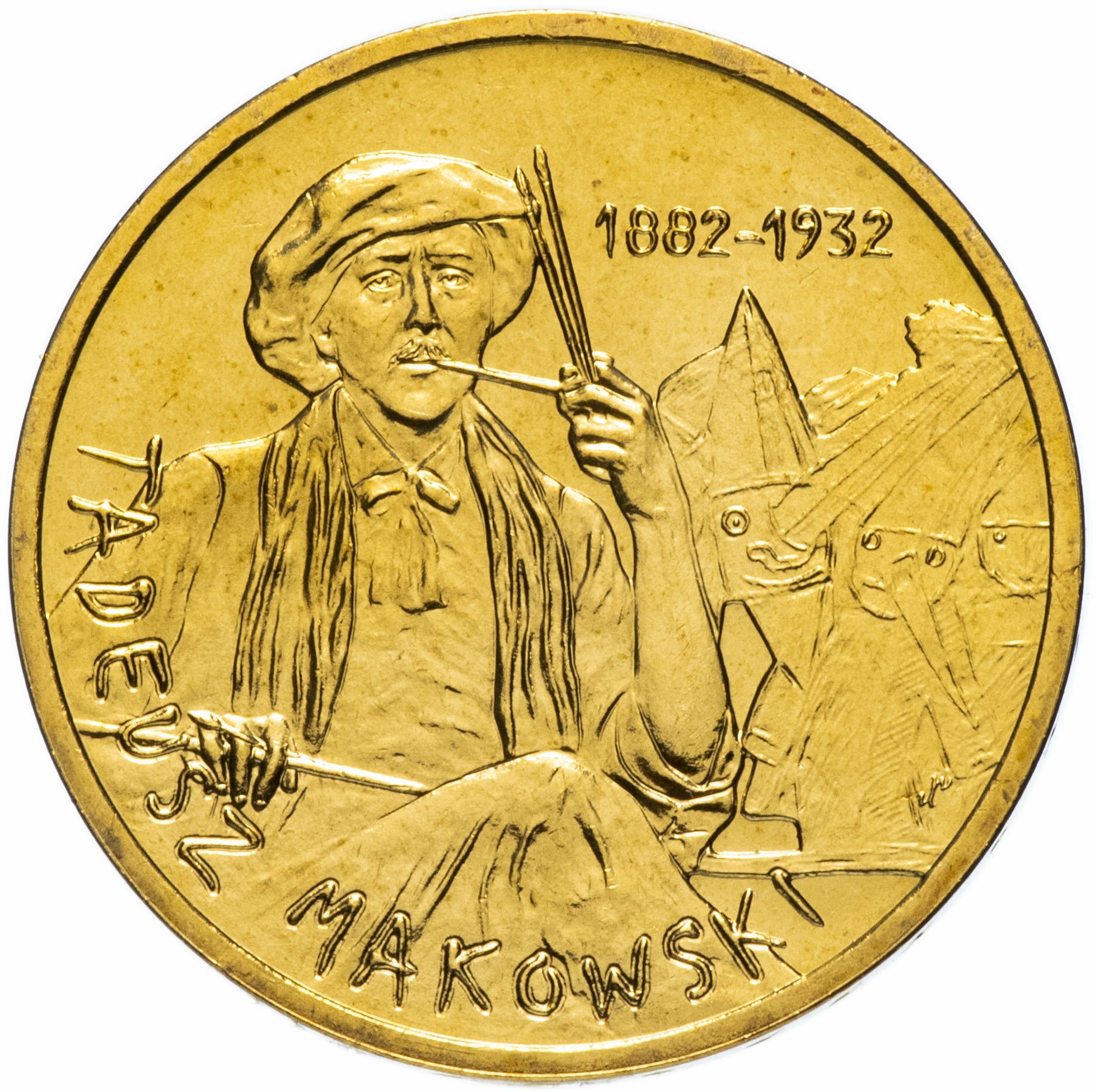 Польша 2 злотых 2005 "Тадеуш Маковский Tadeusz Makowski", Латунь, в сохранности UNC