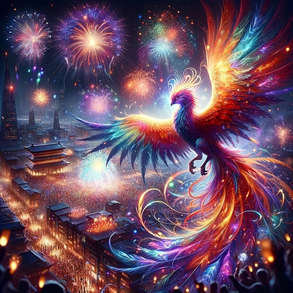 Алмазная вышивка Феникс, 30x30 см, набор круглый