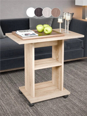 Столик кофейный на колесиках журнальный, приставной, придиванный Дуб сонома