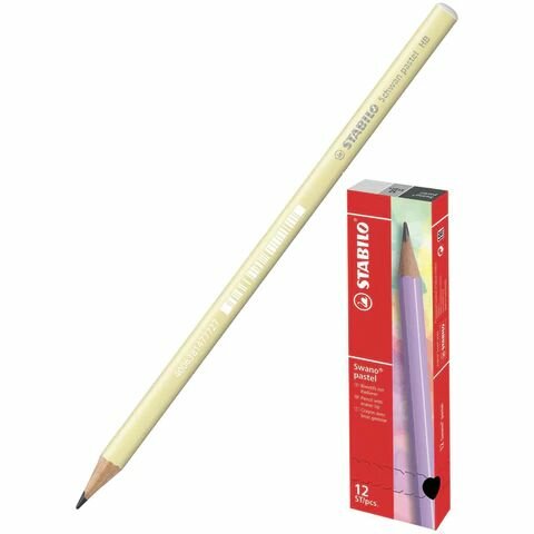 Карандаш чернографитный STABILO, 1 шт, "Schwan Pastel", HB, корпус пастельный желтый