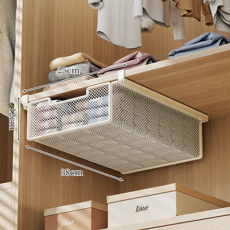 Выдвижная корзина для гардероба, ящик для хранения домашнего белья, подвесная корзина без сверления, многоуровневый органайзер для одежды в общежитии, магический инструмент
