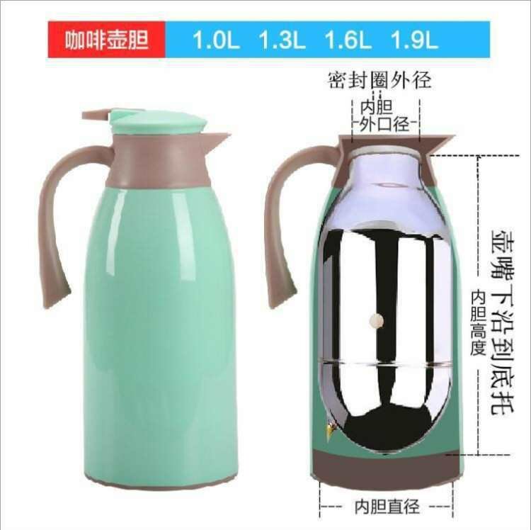 1.6 л стальной термос внутренняя стеклянная вставка для кувшина, легкий дизайн, легко устанавливается