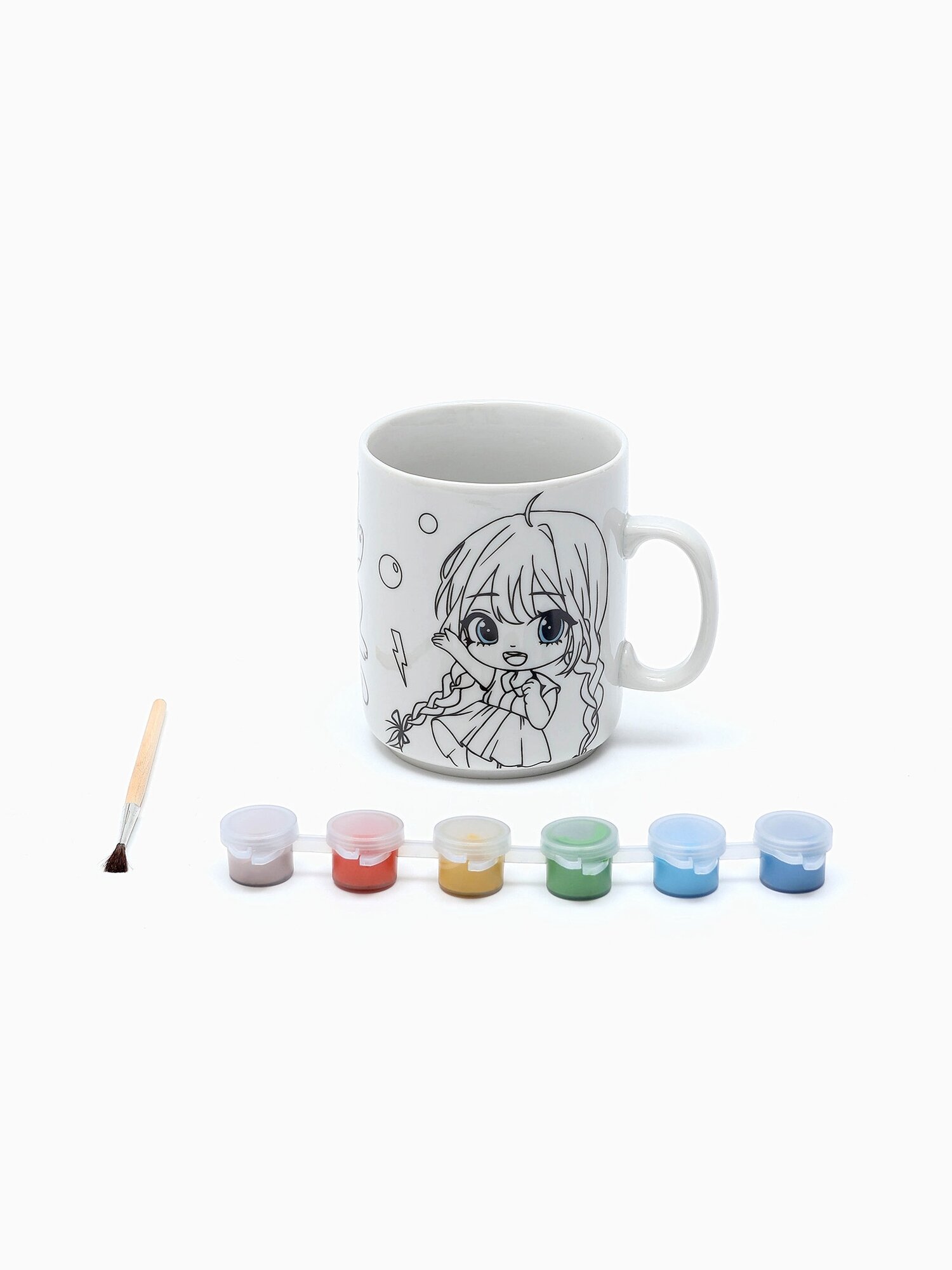 Кружка-раскраска Сима-ленд "Милые друзья", керамика, краски в комплекте, 6 цветов
