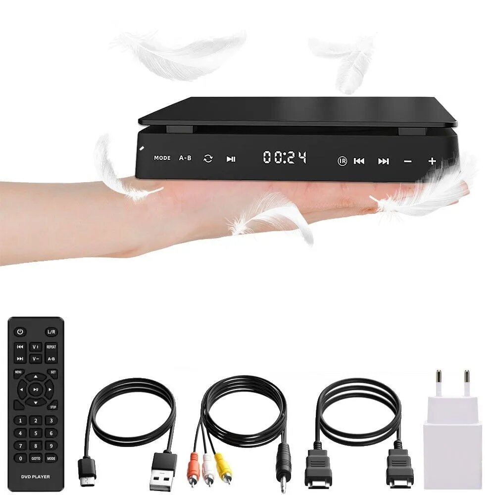 CD проигрыватель с пультом управления. Плеер с поддержкой mp3 и DVD, VCD, CD-G, HD-CD, MP4, WMA, AVI