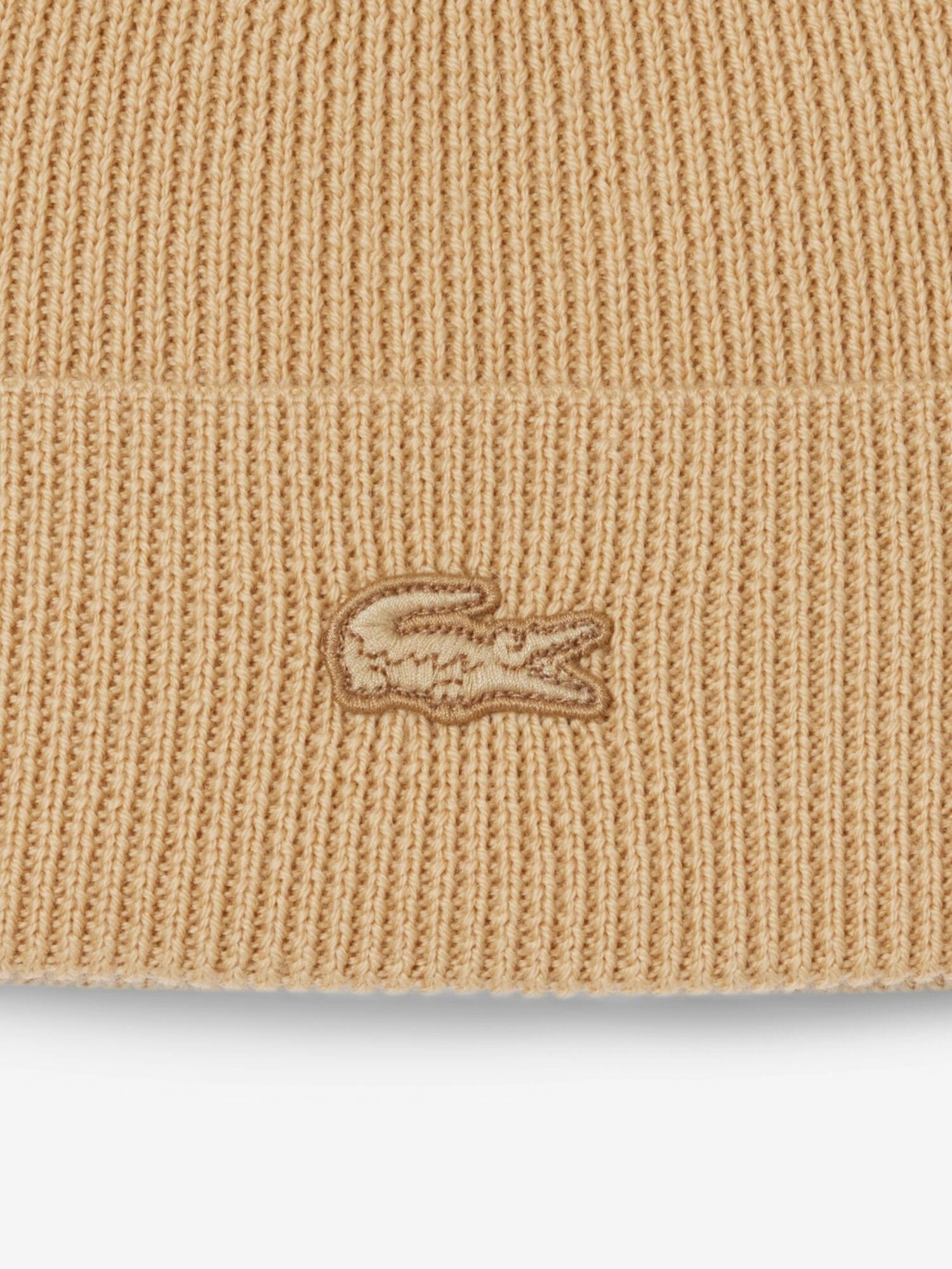 Шапка-бини LACOSTE Осень-зима 2026 для мужчин и женщин, размер TTU, бежевый — фото 1