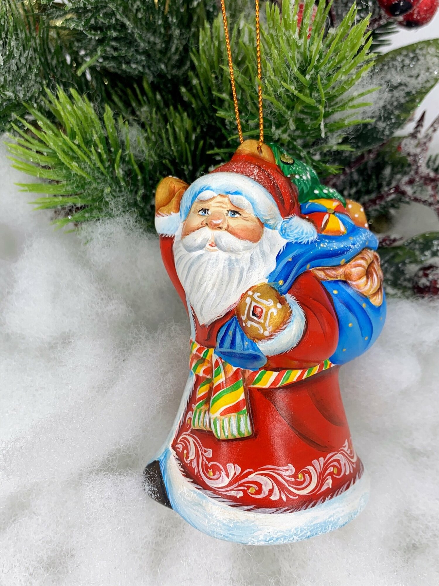 Елочная игрушка/статуэтка "Дедушка Мороз" подарок на Новый год, фарфор, ручная роспись