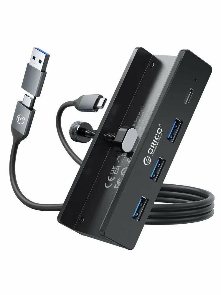 Usb разветвитель 5 в 1 MH4PC USB 3.0 Пристегивающийся дизайн USB - хаб, USB-A USB-C 5V источник питания, черный