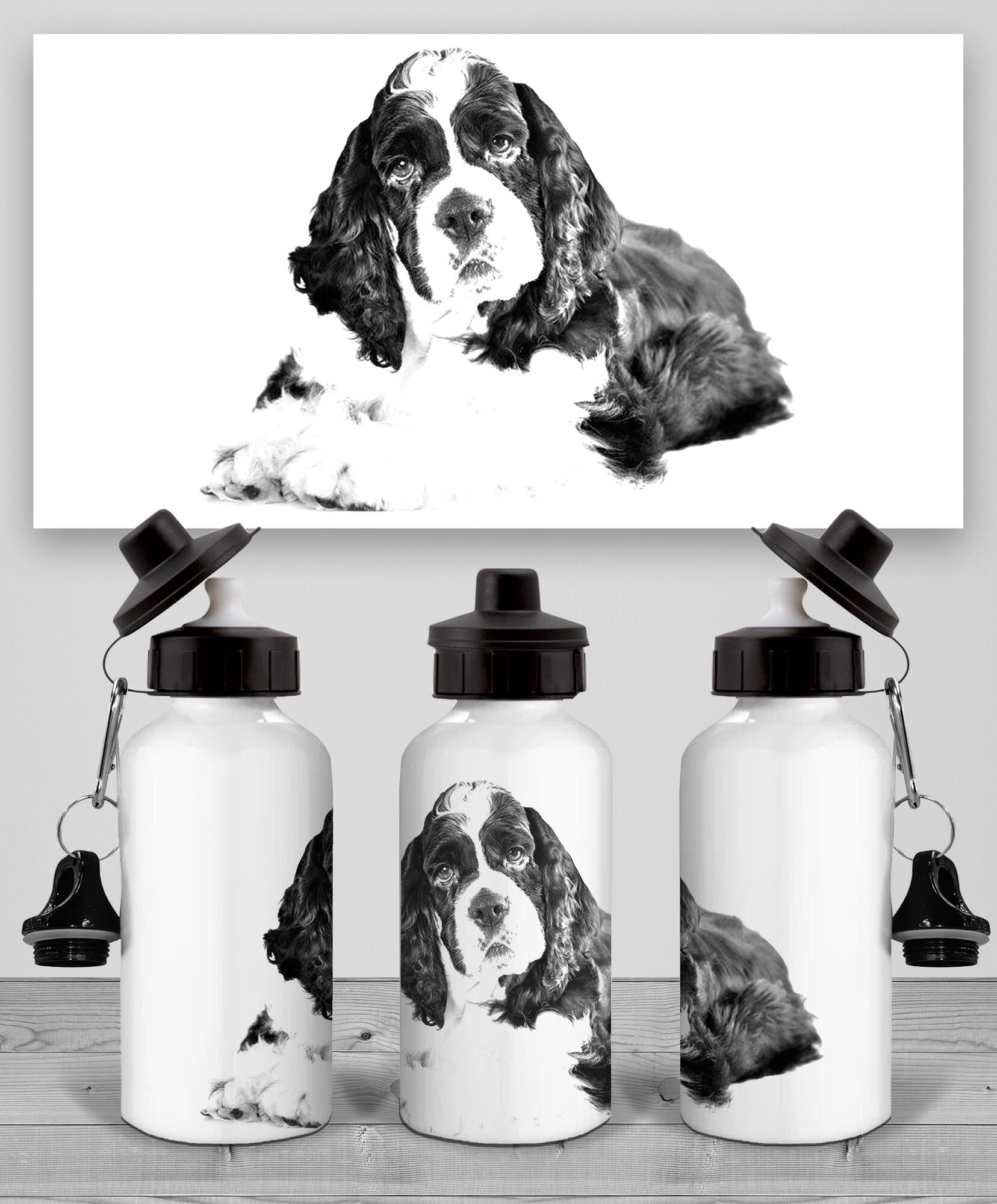 Бутылка Американский кокер черно-белый
