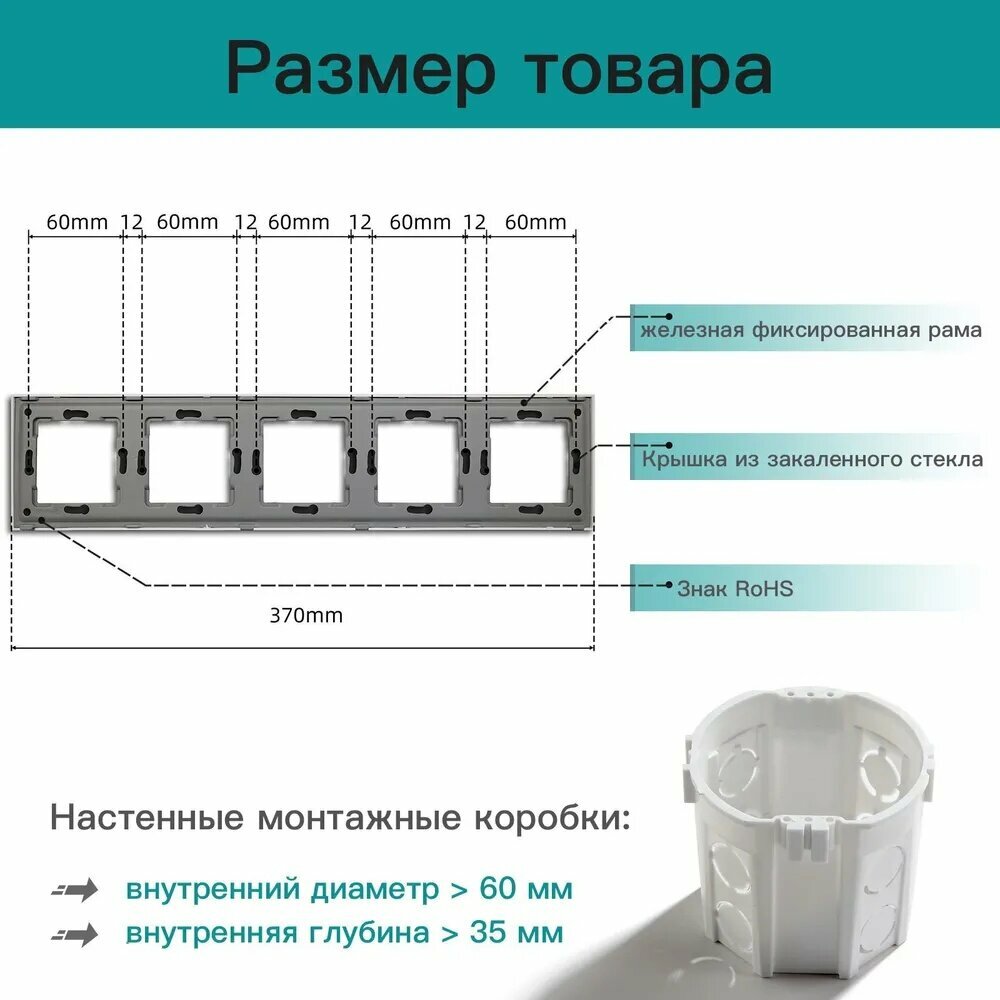 BSEEDHOME Рамка электроустановочная, белый, 5 пост, 1 шт.