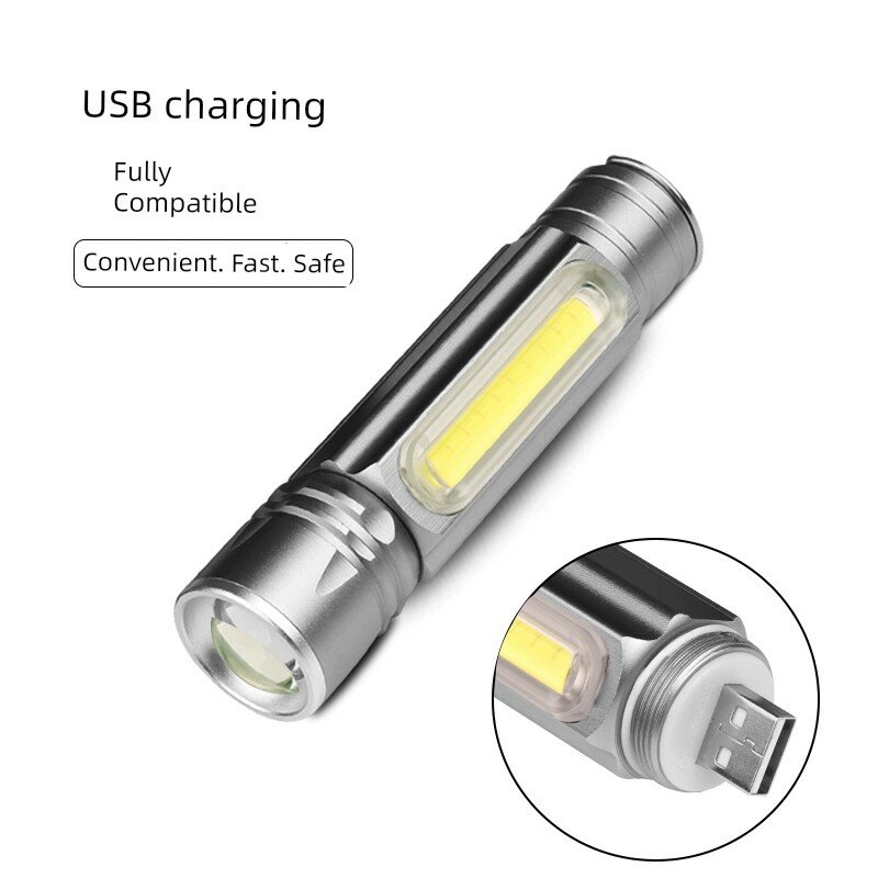 Наружный светодиодный фонарик T6-увеличение COB-свет USB-зарядка с магнитным крючком для кемпинга и палатки —