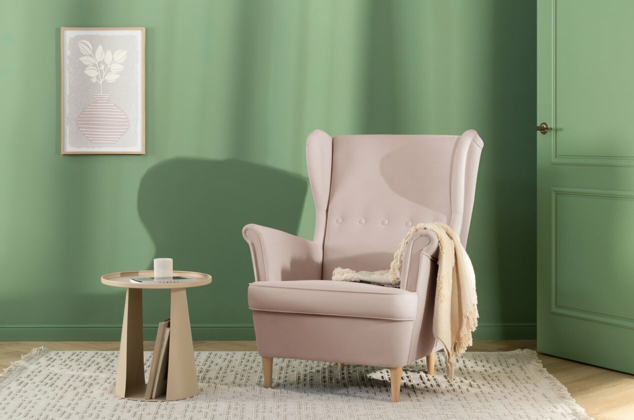 Кресло в гостиную мягкое Divan.ru Дженкс Velvet Rose, бежевый, велюр, с подлокотниками