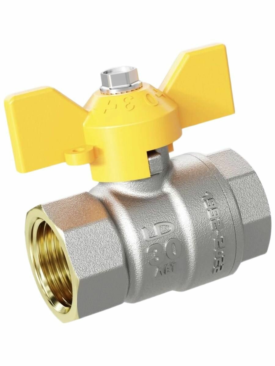 Кран шаровой для газа муфтовый полнопроходной (бабочка) LD Pride 1/2"