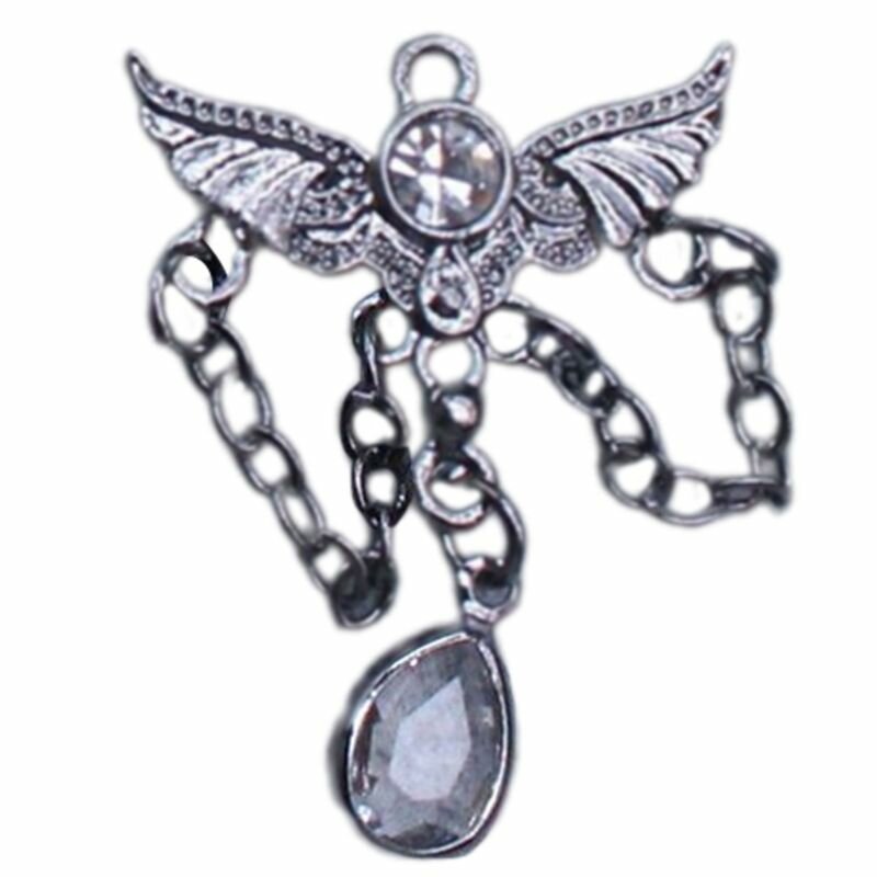 Подвеска-крыло из сплава с бриллиантами, аксессуары для подвесок-пистолет, черный фон, серые бриллиантовые крылья