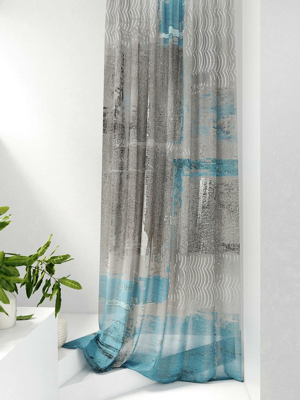 Штора для спальни и гостиной готовая 150x260 см с рисунком (589109-260)