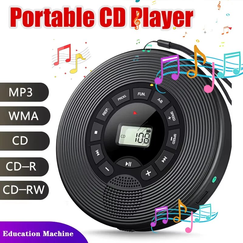 Portable CD Player MP3 Player with Anti Skip Protection and Dual Stereo Speaker Education Machine Student Play Speed