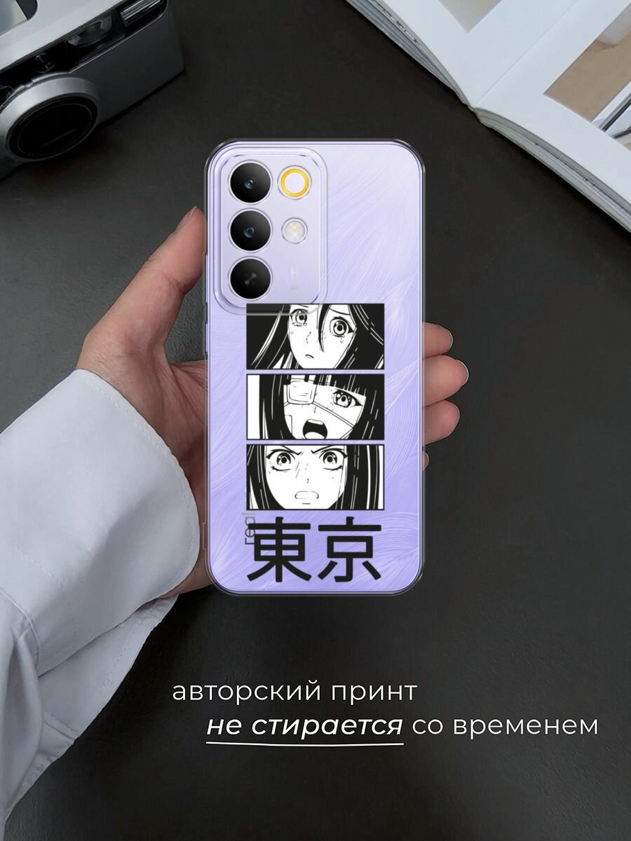 Чехол на Realme C85 Pro / Реалми C85 Про с принтом Tokyo girls, прозрачный — фото 1