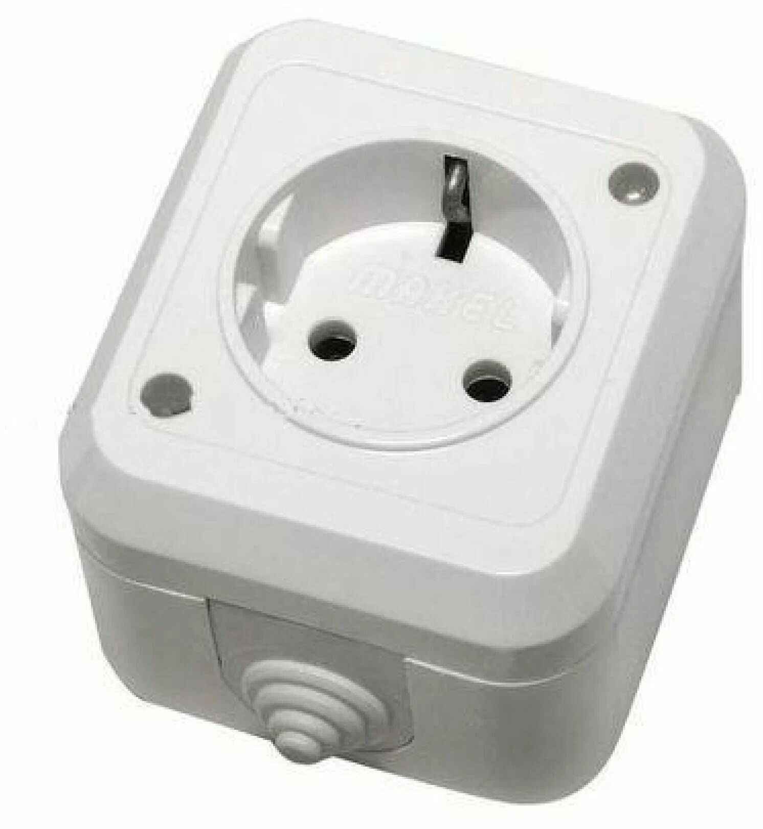 Розетка Makel 1-ая накладная с заземлением 16А ip44 белая, артикул 18308