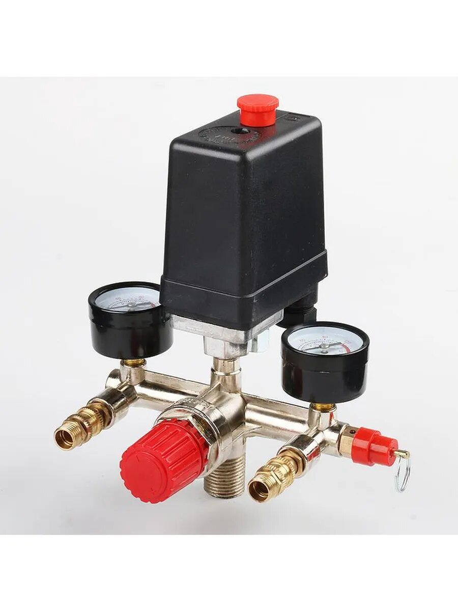 Безмасляный компрессор-кронштейн Бама с черным манометром