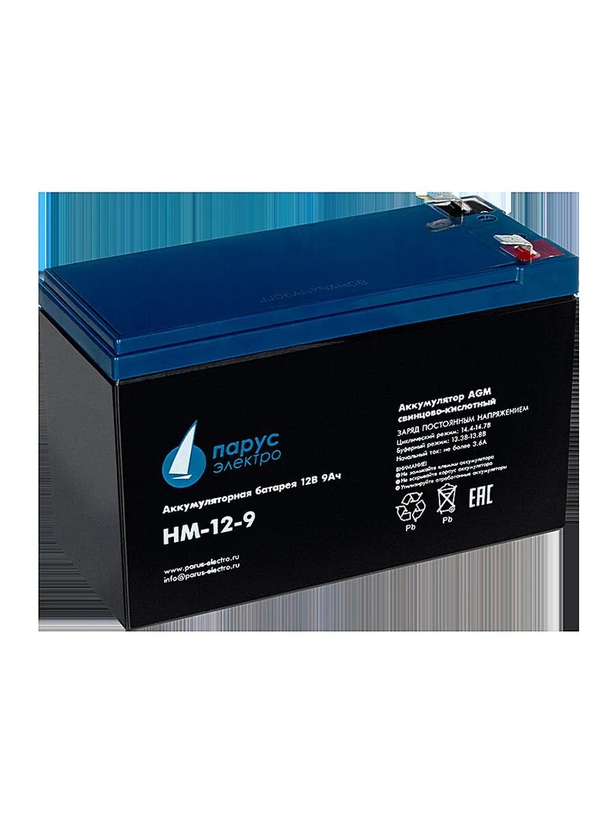 Аккумулятор Парус-Электро HM-12-9, AGM, система рекомбинации, черный