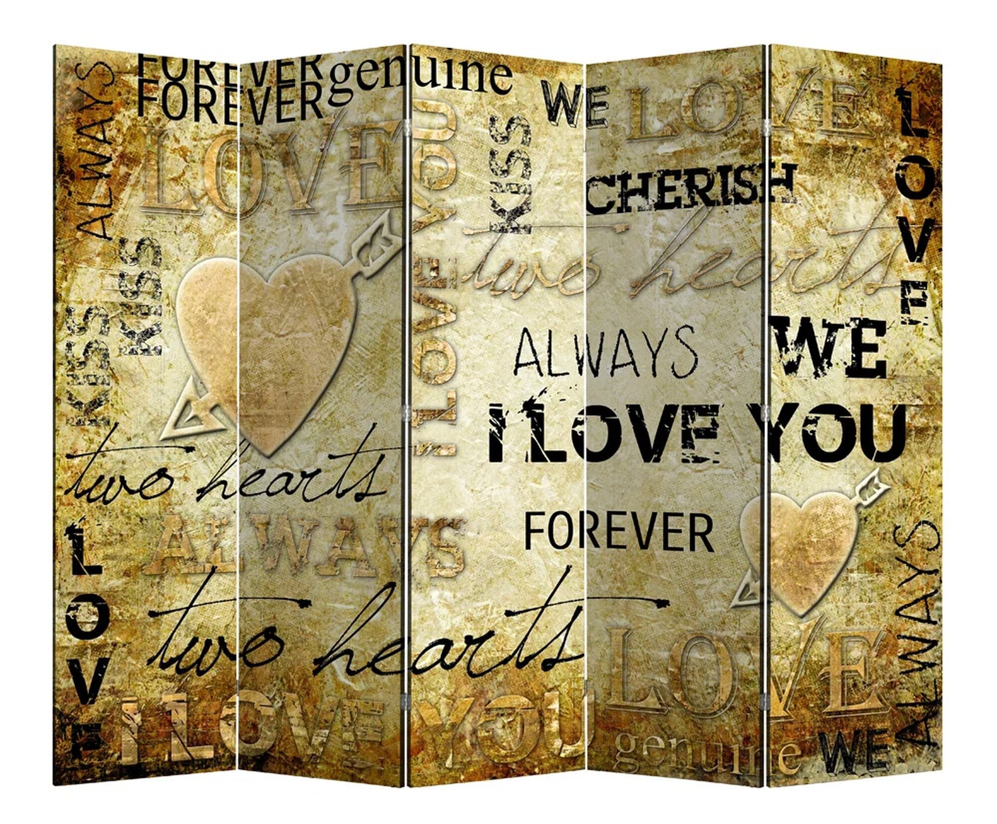 ПВХ ширма перегородка для зонирования Love - 5, размер 177х235/47 см