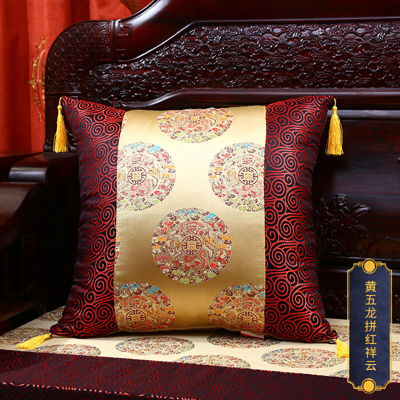 Новая подушка в китайском стиле, красная подушка для деревянного стула, подушка для дивана, подушка для окна, подушка для головы, подушка для спины, подушка для талии, чехол с узором дракона