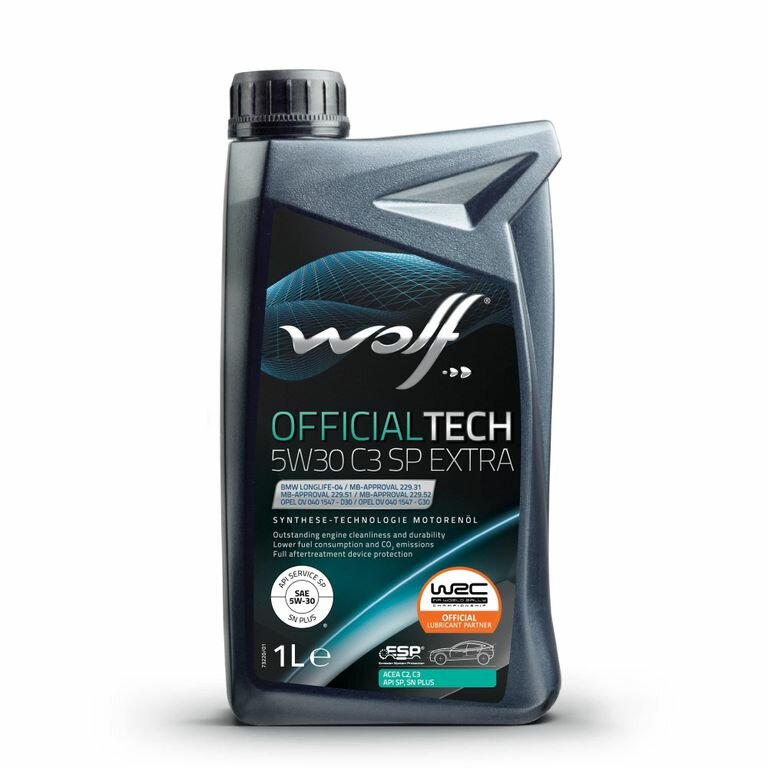 Масло моторное синтетика 5W30 Officialtech С3 SP Extra 1л WOLF, 1049358