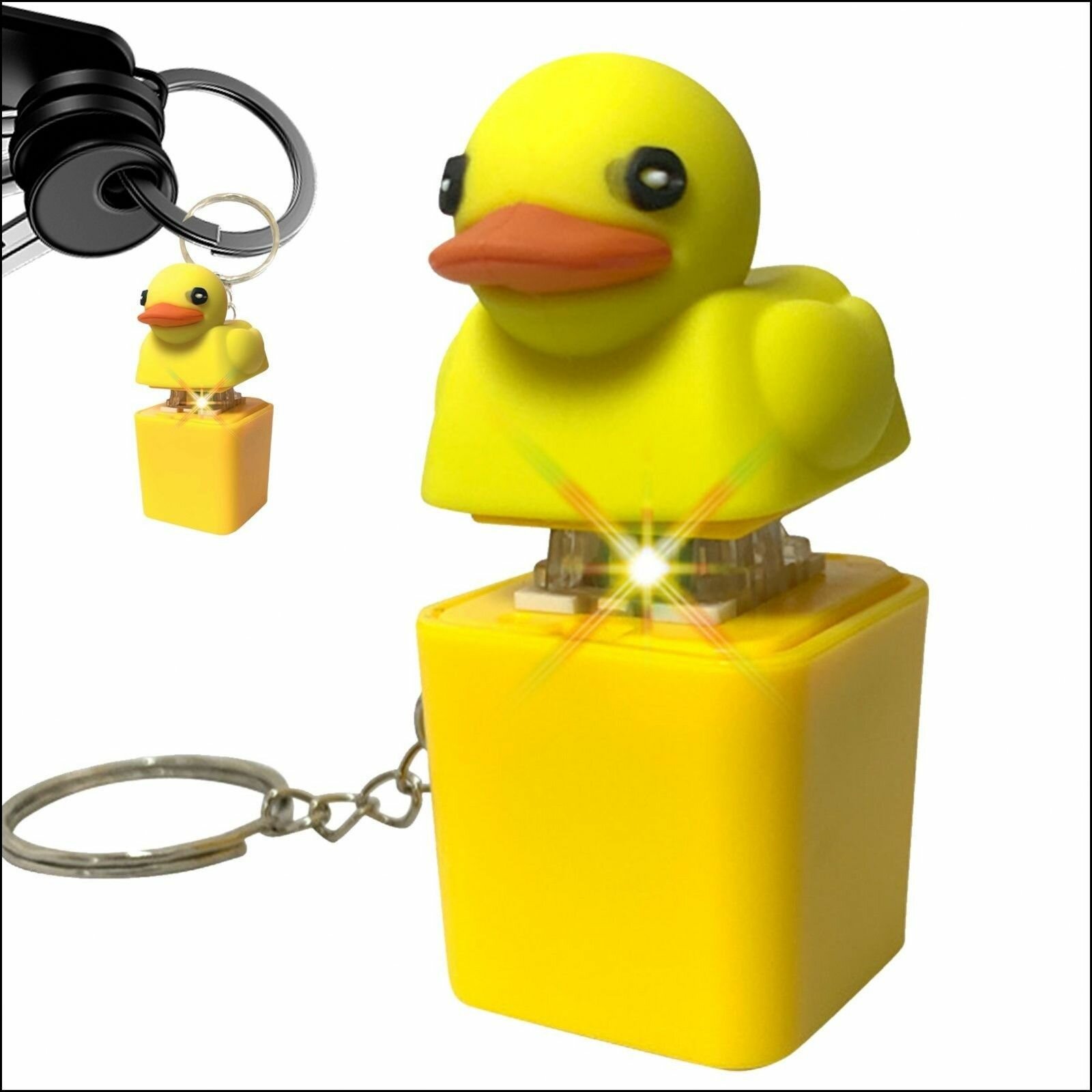 Популярная игрушка-утка с подсветкой и звуком. Ключ-кольцо для снятия стресса, антистресс