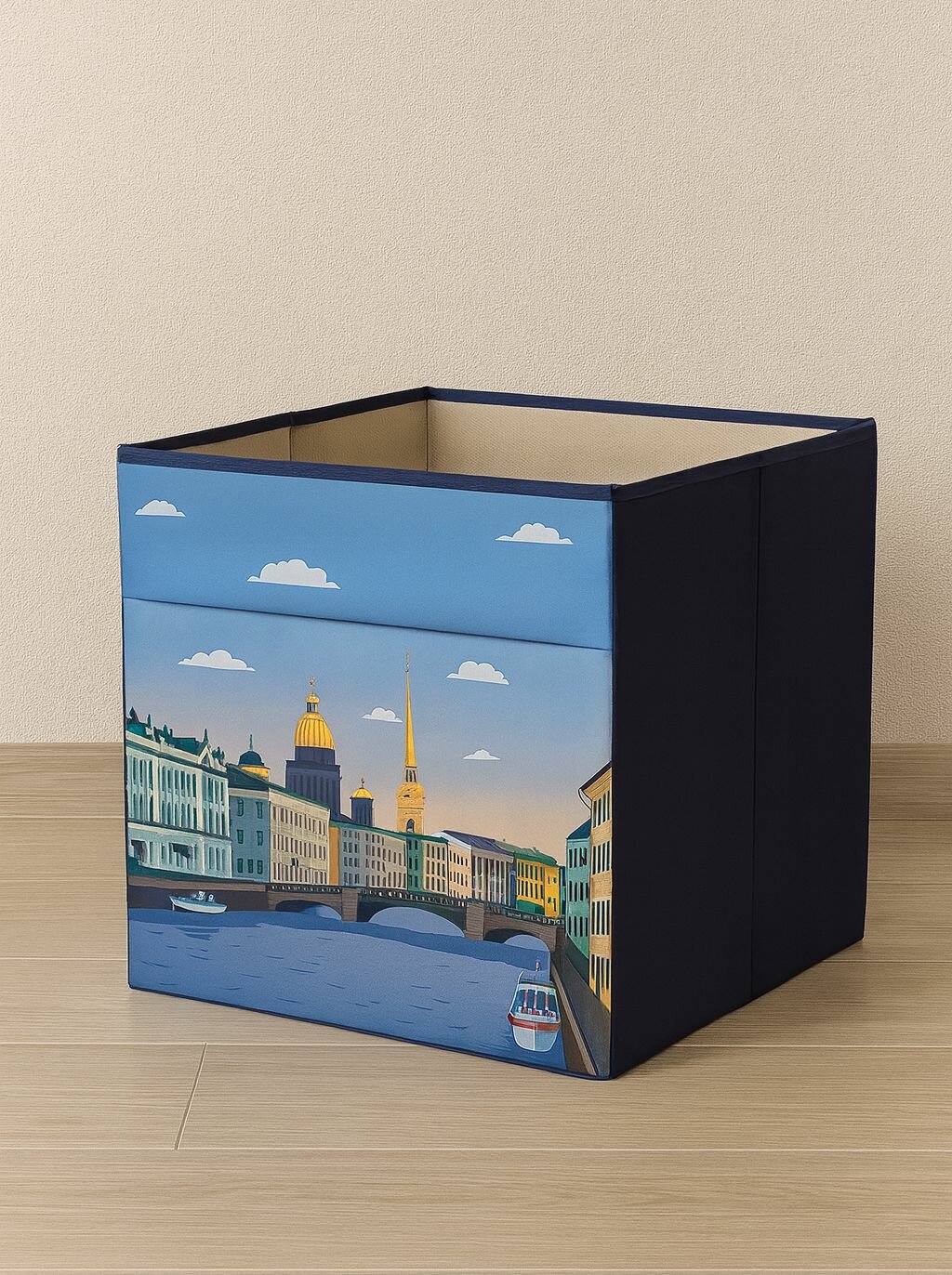 Короб для хранения "Санкт-Петербург", синий 31х31х31 см, 1 шт.