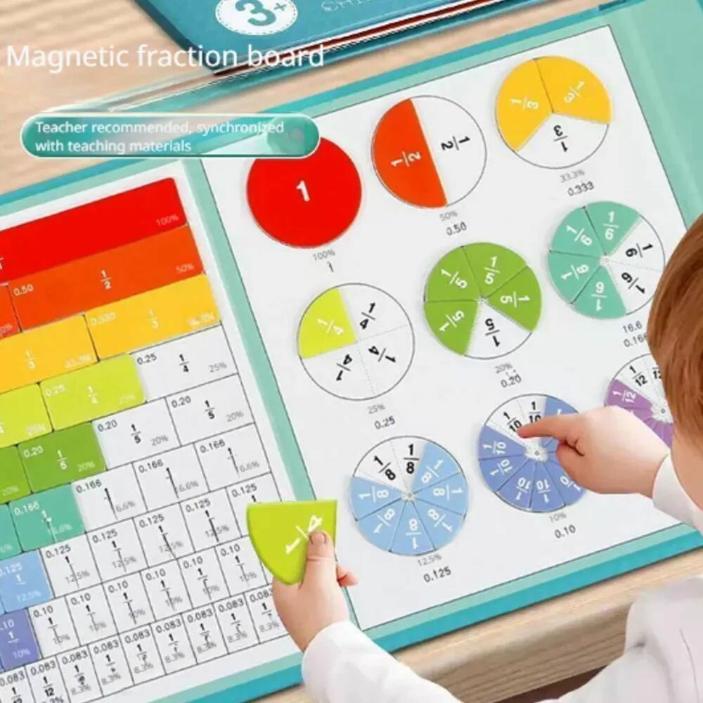 Образовательная головоломка с магнитными дробями и кругами для детей
