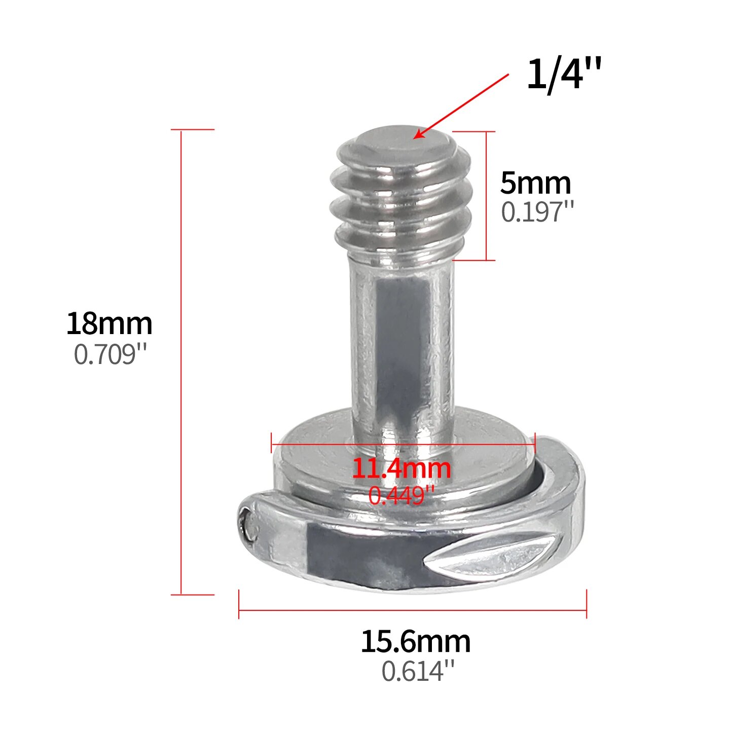 Винт для камеры 1/4", 5 мм, 18 мм, 11.4 мм, 15.6 мм, Type B