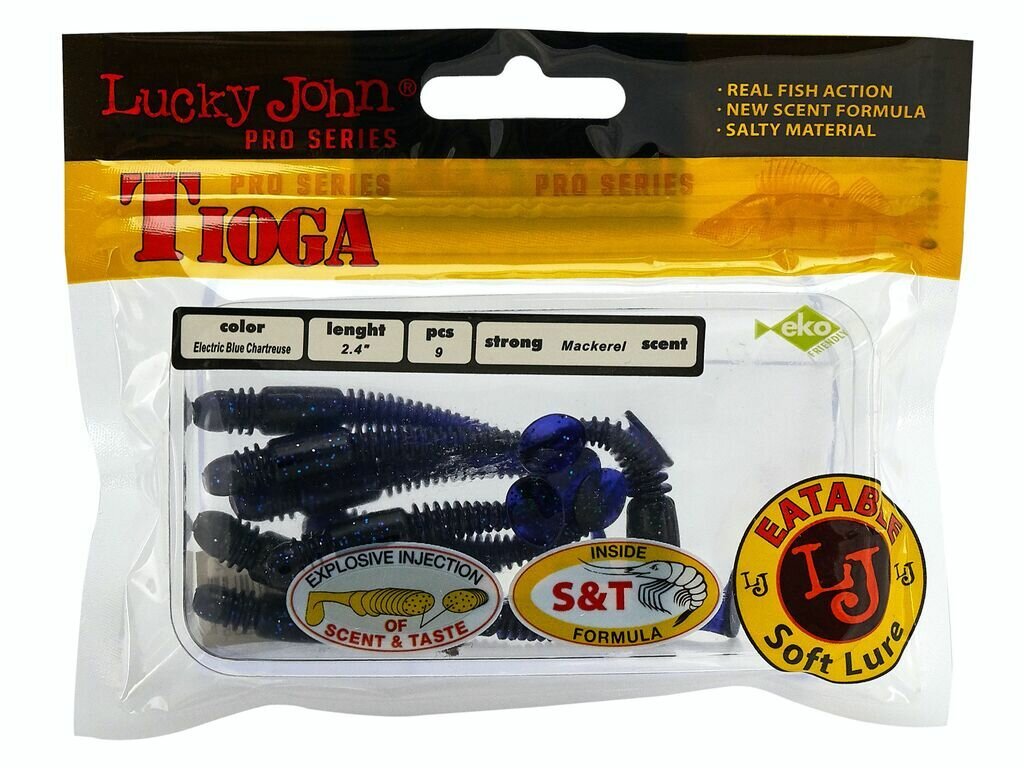 Виброхвосты "съедобные" Lucky John Pro Series TIOGA 2.4in (6,2 см), цвет T52, 9 шт. / силиконовые приманки для рыбалки
