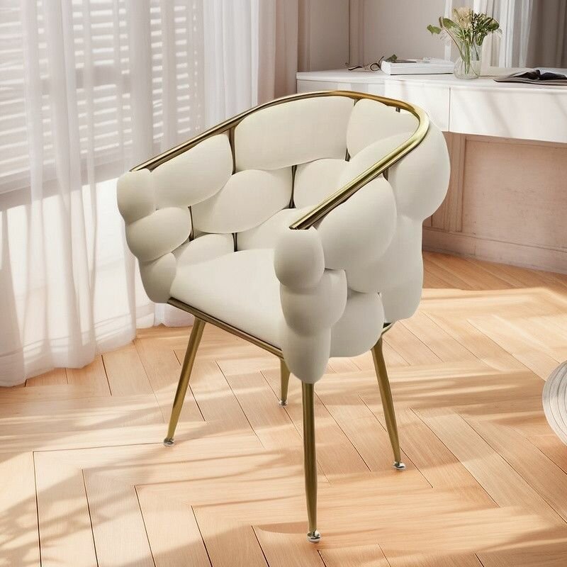 Кресло, 1 шт, 58х40х64 см. Золотая рама - кремовый цвет
