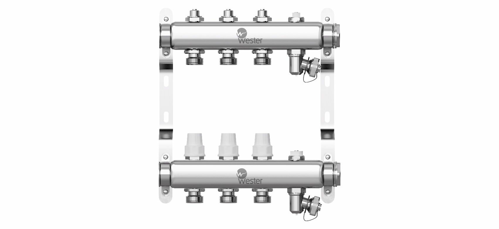 Коллектор 1" из нерж. стали на 3 выходов 3/4"ЕК без расходомеров, группа в сборе, Wester MUVS3134 0-32-1602