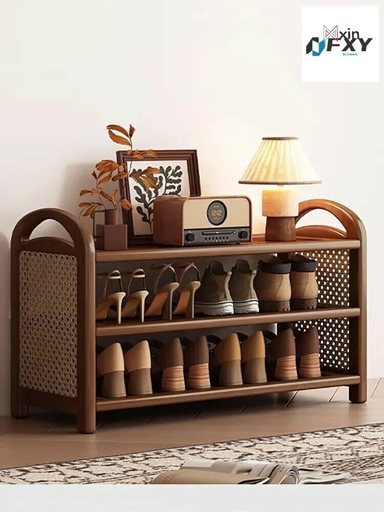 Эксклюзивная обувница из бамбука и искусственного ротанга, габариты 80х25х52 см