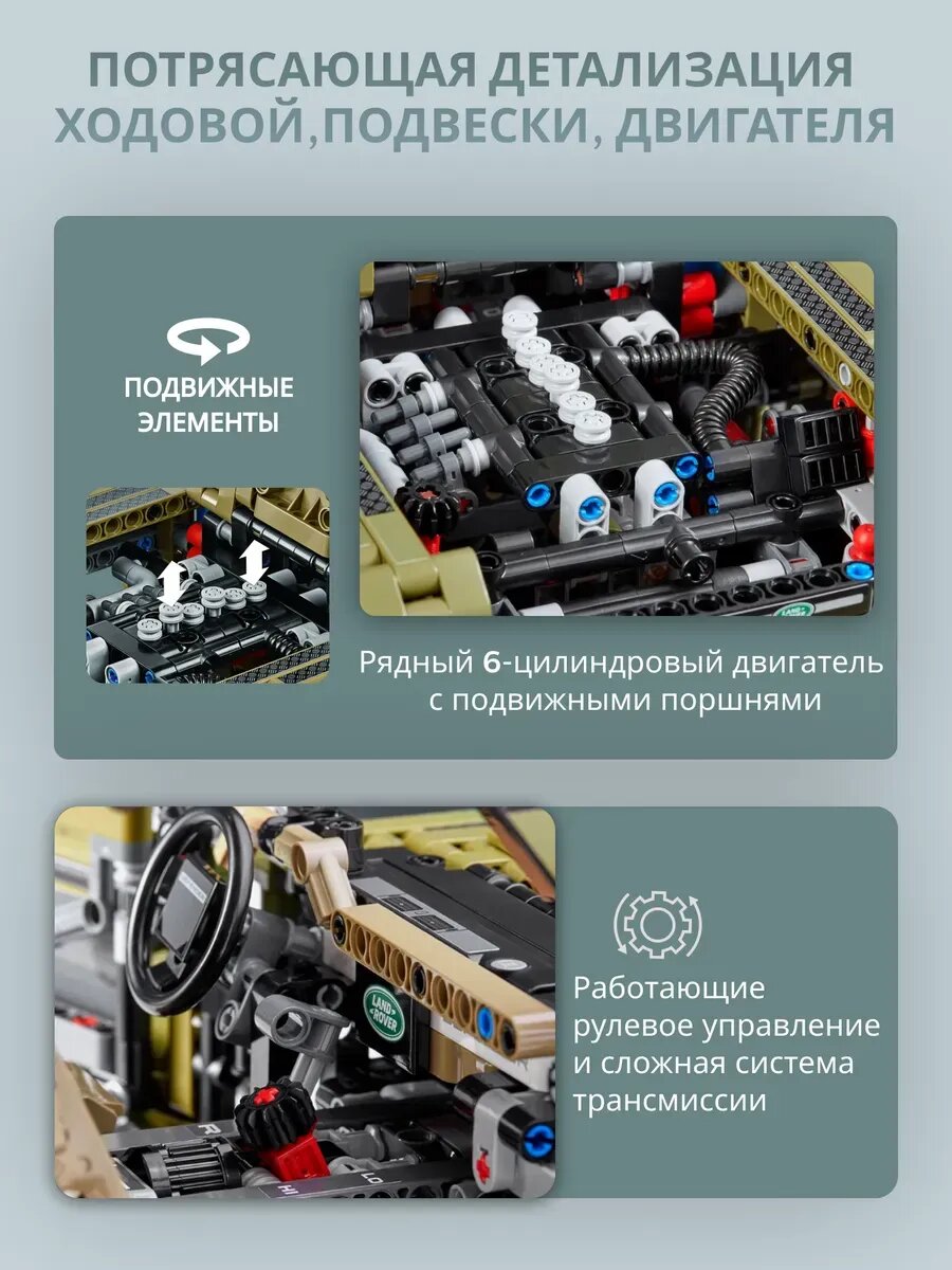 Конструктор Land Rover Defender Technic, 2573 детали, зеленый — фото 1