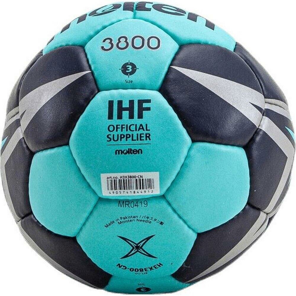 Гандбольный мяч Decathlon 3800, искусственный, синий, 3 размер, ручная сшивка