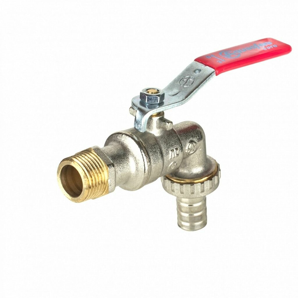Кран шаровой водоразборный латунь со штуцером 1019 Euro Ду 15 Ру16 НР/штуц G1/2" рычаг Aquasfera 1019-01