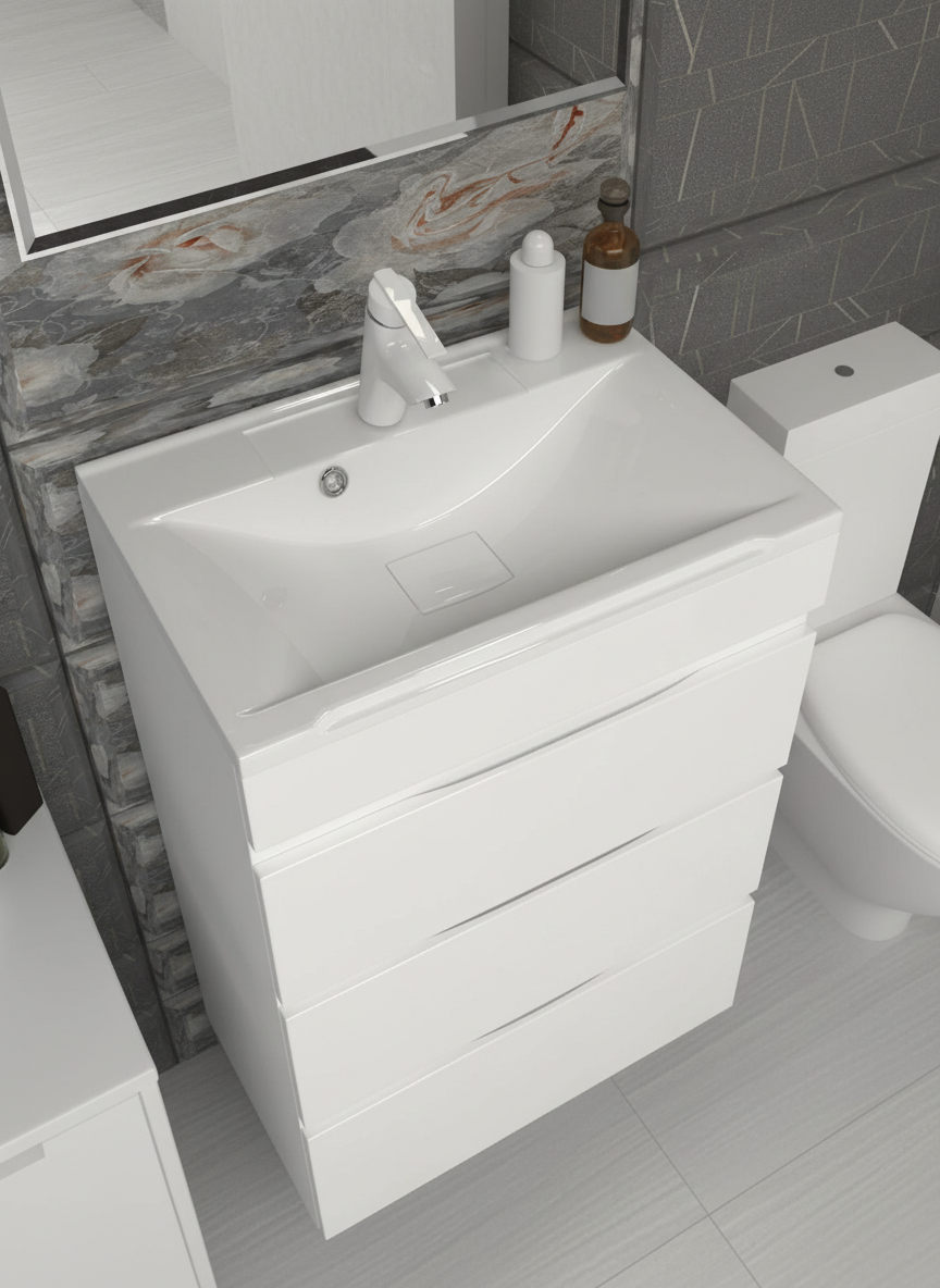 Раковина для ванной полувстраиваемая Uperwood Elen, 75 см, с декоративной накладкой, белая