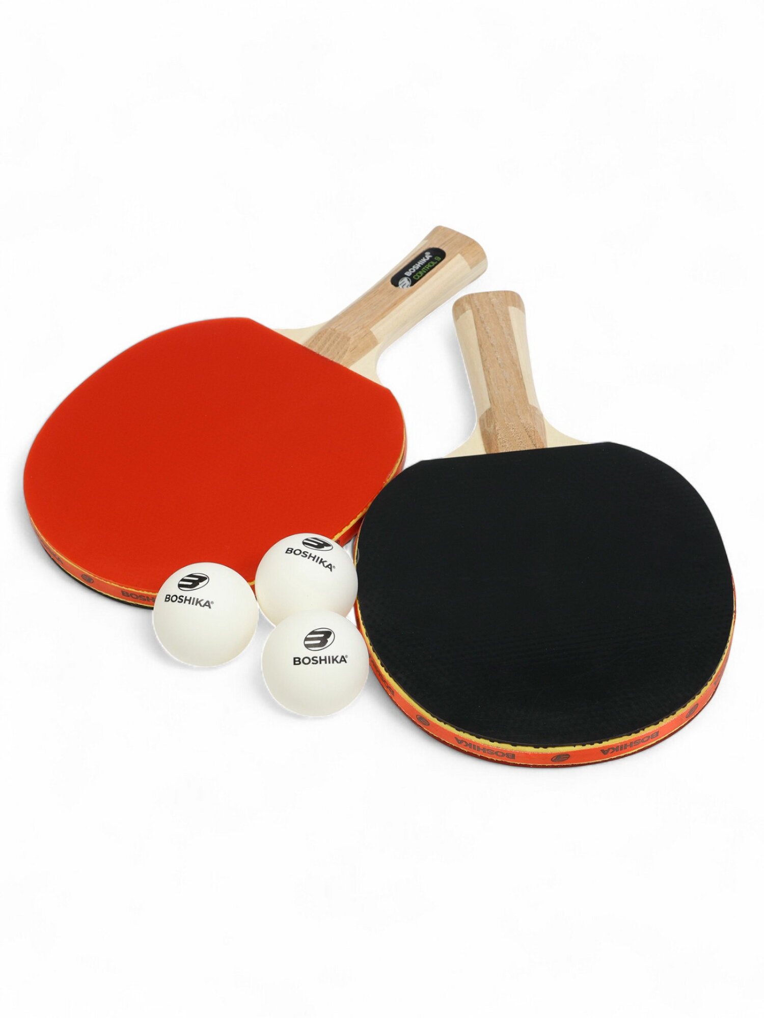 Набор для настольного тенниса Control 9: 2 ракетки, 3 мяча, губка 1.8 мм, коническая ручка