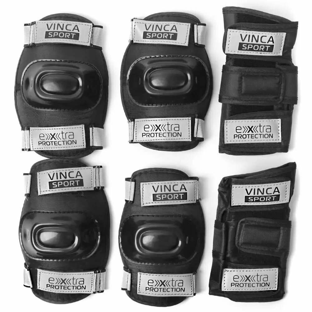 Комплект защиты Vinca Sport VP-38, детский, черный, светоотр, размер M