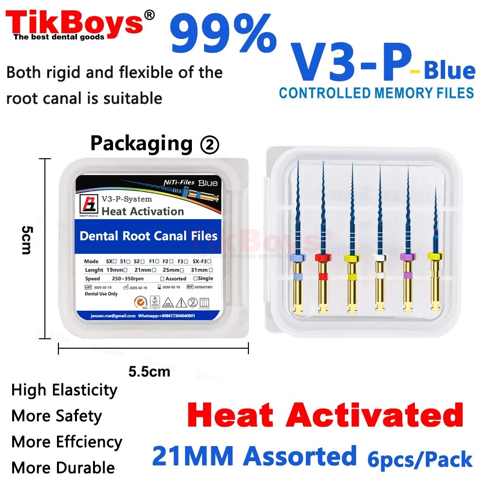 RAISYOU Золотые эндодонтические файлы 25 мм Blue-21MM-Mix