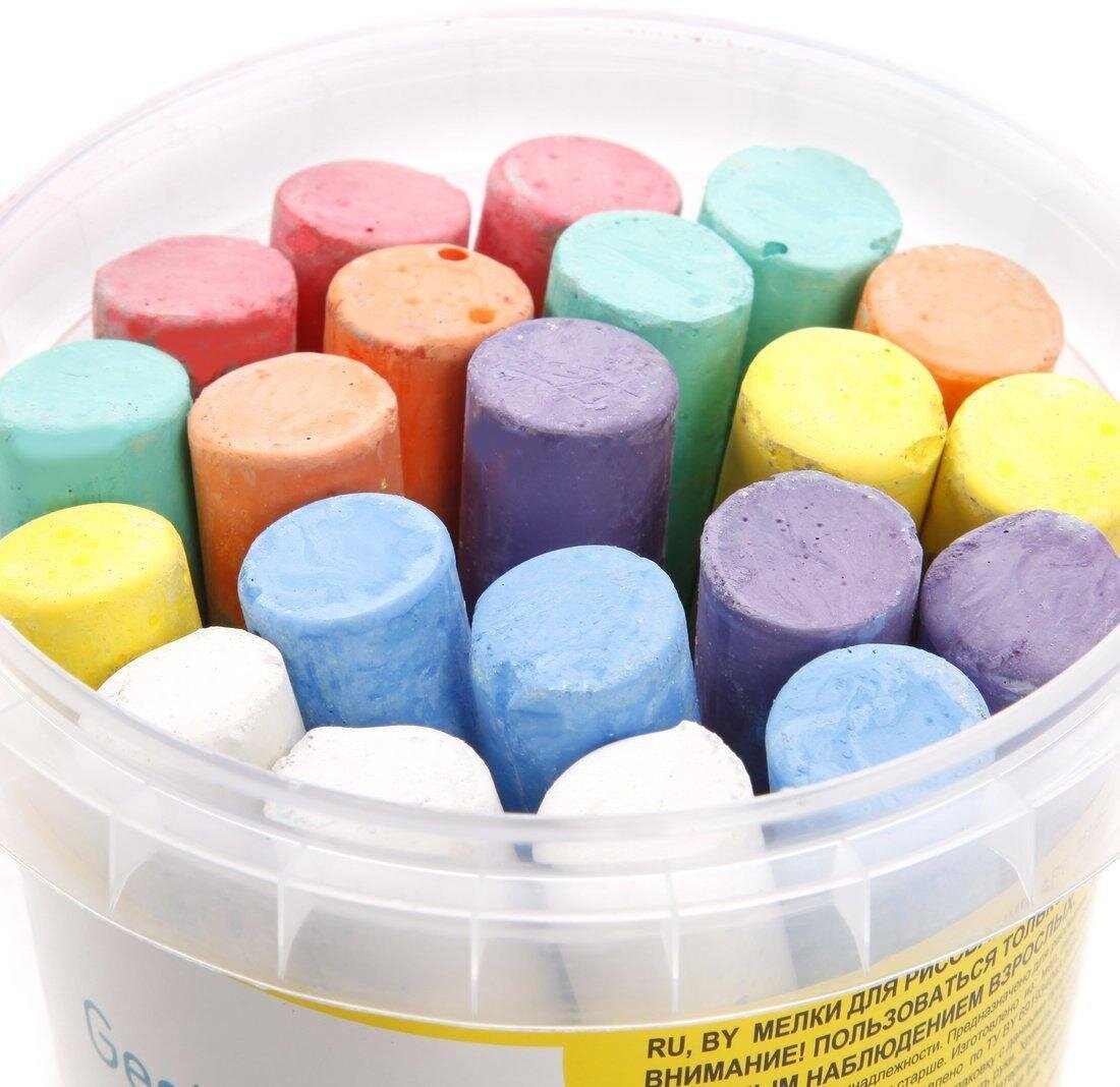 Мелки для рисования, 21 штука, в пластиковом ведерке, арт. MLB21